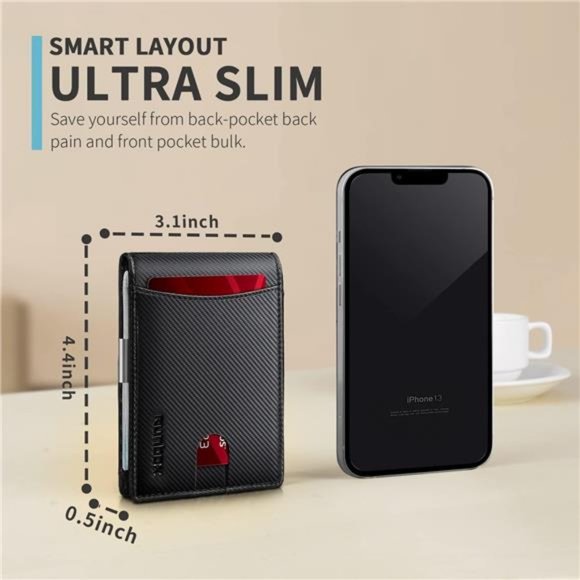 Bags | Rfid Blocking Thin Mens Wallet Bifold X Carbon Black | Poshmark